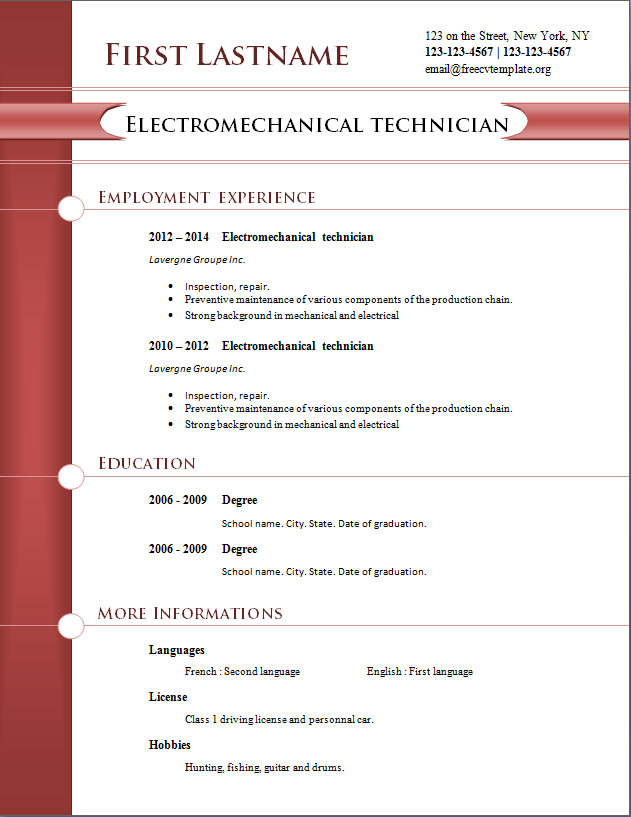 Free Cv Templates 254 To 260 Get A Free CV