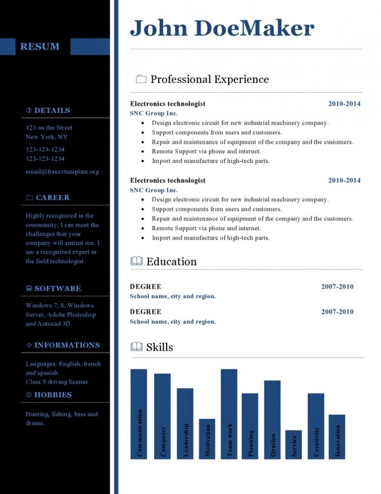 Free cv resume templates #429 to 433 • Get A Free CV