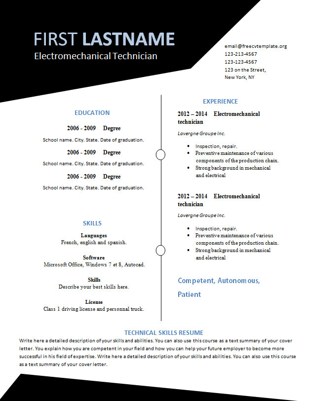 Free Resume Template That You Can Print 532 To 537 Get A Free CV