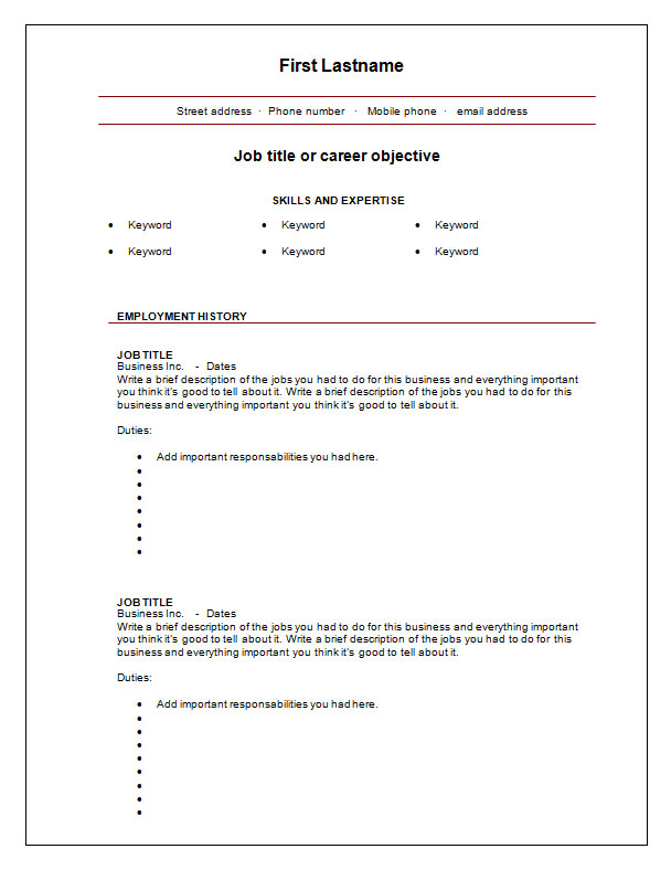 7 free blank cv resume templates for download – Samples • Templates ...