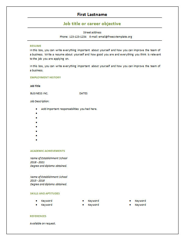7 Free Blank Cv Resume Templates For Download Get A Free CV