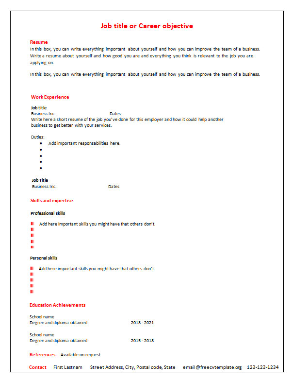 7 Free Blank Cv Resume Templates For Download Get A Free CV