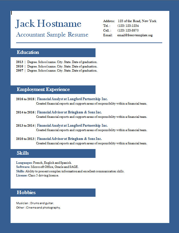 Accounting Get A Free CV