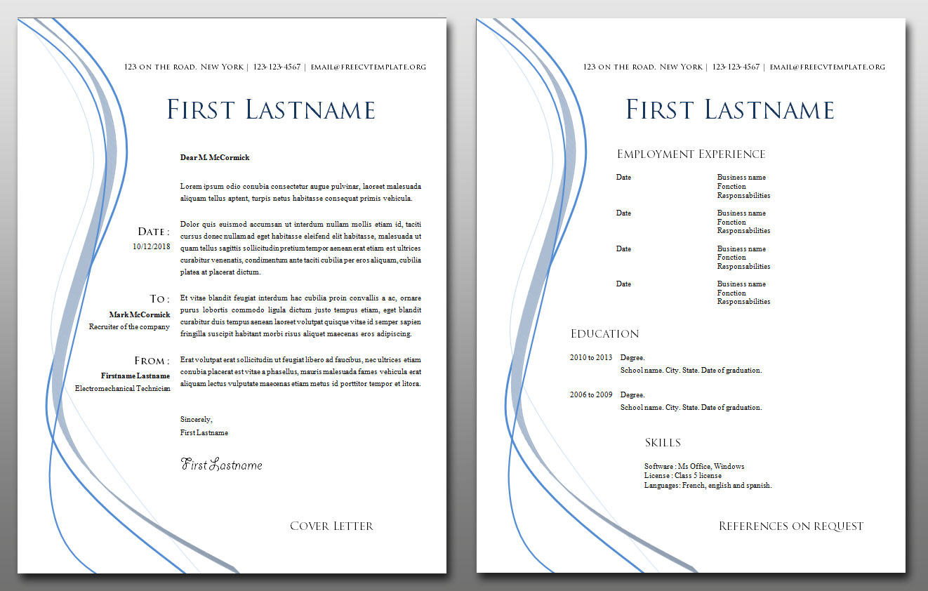 Resume Template and Cover Letter Bundle • Get A Free CV • Templates ...
