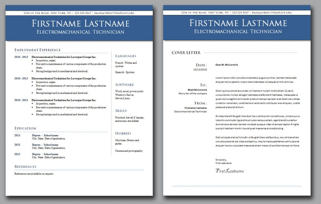 CV Template and Cover Letter Bundle #3 – Samples • Templates • Get A ...