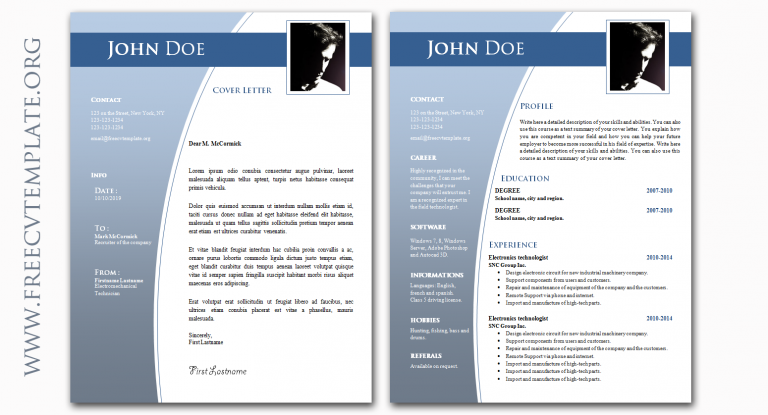 Single Page, Two-Pages Version and Matching Cover Letter CV Resume ...