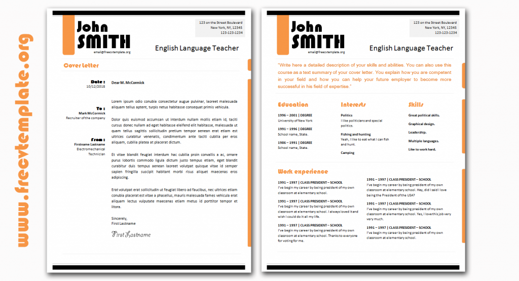Classic and Original CV & Cover Letter • Get A Free CV • Templates