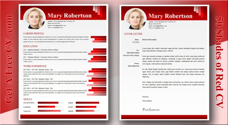 Fifty Shades Of Red CV • Get A Free CV